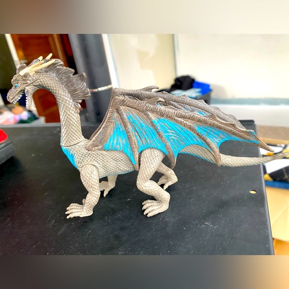 Toys | Kid Galaxy Winged Horned Dragon Poseable Action Figure Gray Blue ...